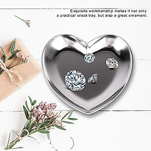 Raguso Stainless Steel Heart-Shaped Jewelry Display Tray, Silver, 3-Inch