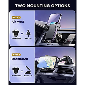 JOYROOM Wireless Car Charger JR-ZS219，15W Qi Fast Charging Phone Mount for Car， No Fear of Bumps and Never Fall Off for iPhone 14 13 12 11, Galaxy S22/S20+