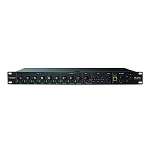 Denon DN-312X Professional 12-Channel Line Mixer with Priority; 6 HDHQ Combination Inputs with MIC, Phantom and Line Selector Switches; 6 Mono (3 stereo) RCA Inputs, 1U Rack Mountable