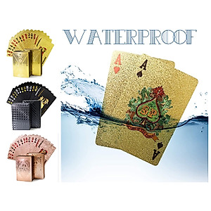 MINGRI 3 Decks Waterproof Playing Cards Plastic Deck of Playing Poker Cards Cool Black Rose Gold Playing Cards Themed Standard Playing Cards Game Luxury Unique Playing Cards for Adults