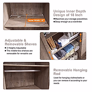 OKD Storage Cabinet, 32'' Farmhouse Armoire w/Adjustable Shelves, Rustic Pantry w/2 Barn Doors & Hanging Rod, Versatile Storage for Kitchen, Bathroom, Laundry, or Utility Room, Light Rustic Oak