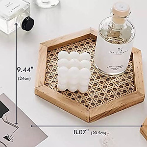 Hexagon Premium Rattan hometray, Serving Tray, Rattan Food Tray, Handmade Rattan Tray, Coffee Tray, Tray Hexagonal, Accessory Trays, Jewelry Tray, Decorate Tray (Wood)