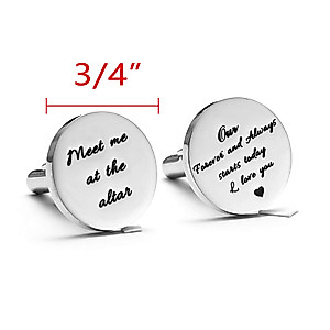 Melix Home Stainless Steel CuffLinks for Men Groom Meet Me at The Altar Wedding Gifts Cuff Links (our forever and always stars today)