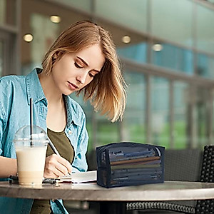 Aosbos Black Pencil Case Organizer Pen Holder Large Capacity Pencil Pouch Pencil Bags with Zipper Clear Pencil Box Pen Bag Organizer Case Storage Pouch Toiletry Bag Makeup Bags for Women Teen Girls