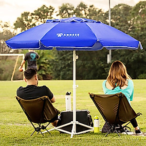 AMMSUN Portable Umbrella with Stand, 6.5ft Sun Shade Umbrella with Stand, Premium Lightweight Standing Umbrella for Sporting Games, Instant Sun Protection Patio Umbrella, Easy to Carry, Blue