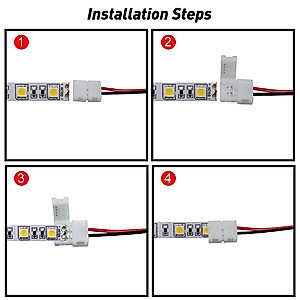 LightingWill 10pcs/Pack Strip Wire Solderless Snap Down 2Conductor LED Strip Connector for 10mm Wide 5050 5630 Single Color Flex LED Strips