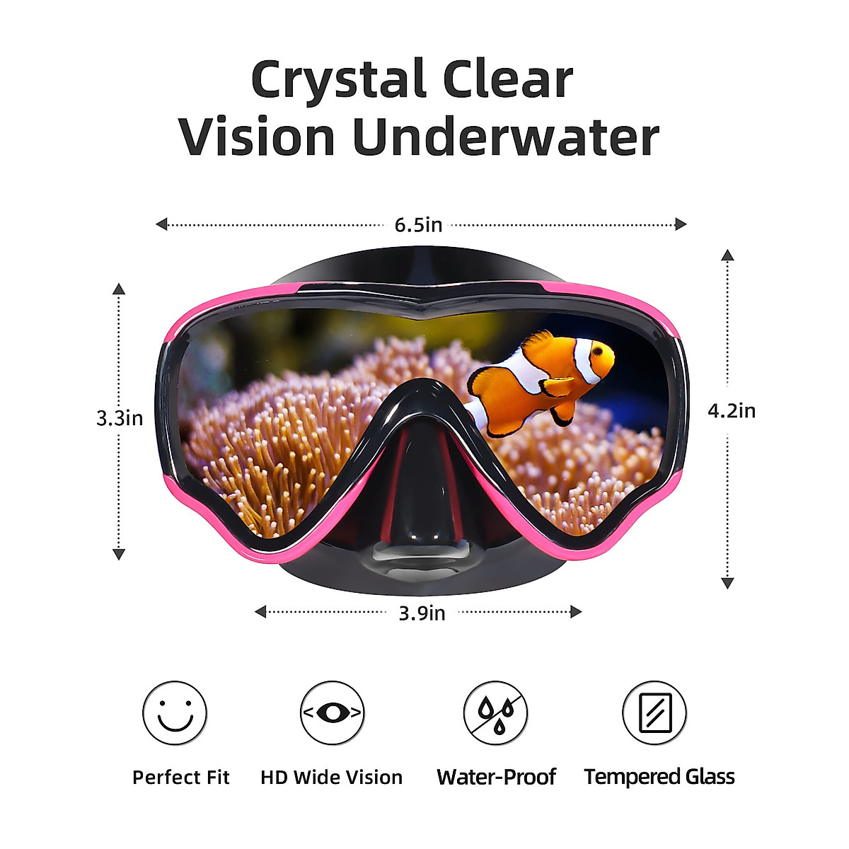 EverSport Swim Goggles Adult with Nose Cover for Women Men No Leak, Clear Wide View Diving Scuba Mask Open Water Pool Swimming Goggles Silicone Shower Goggles Youth Snorkel Junior Nose Goggles