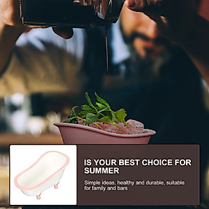 Ceramic Bathtub Bowl Cocktail Cup: Novelty Bathtub Wine Glasses Cocktail Sorbet Smoothie Cold Drink Cup Container for Home Bar Party Gift Pink