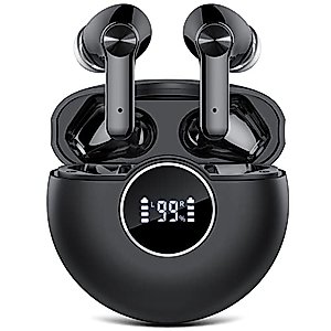 Tianeer Wireless Earbuds, Bluetooth 5.2 Stereo Earbuds, 48H Playtime with LED Power Display, Bluetooth Headphones with Noise Cancelling Mic, IPX7 Waterproof Deep Bass Earphones for Sports and Work