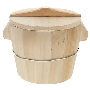 Cabilock Japanese Rice Bamboo Food Steamer Wooden Sushi Rice Bowl Hangiri Sushi Oke Sushi Rice Mixing Tub Bamboo Steamer Basket for Restaurant Home Kitchen Dumpling Steamer Basket Rice Container