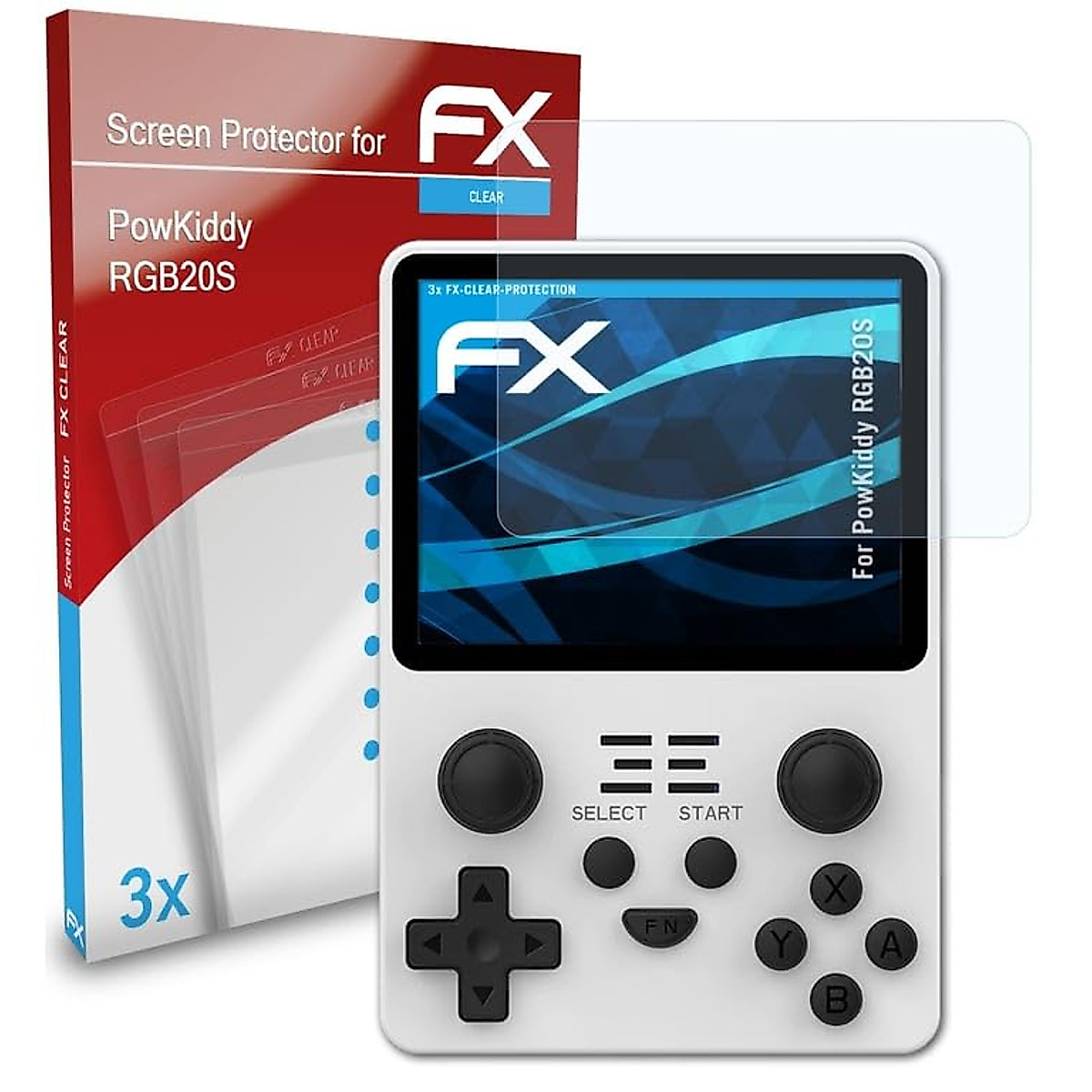 atFoliX Screen Protection Film compatible with PowKiddy RGB20S Screen Protector, ultra-clear FX Protective Film (3X)