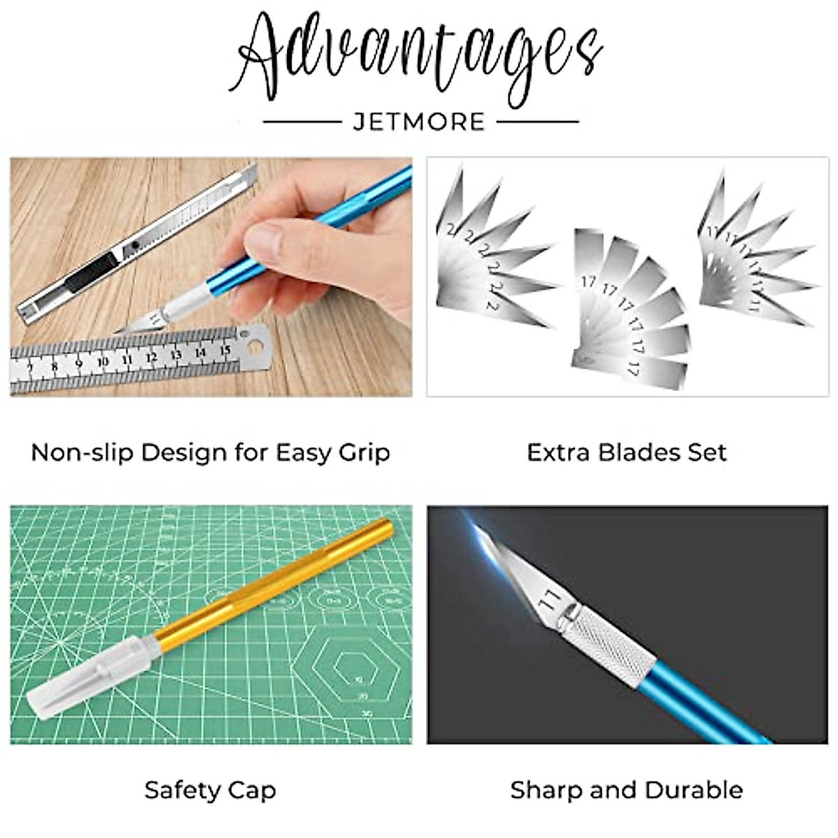 Jetmore 94 Pack Exacto Knife Craft Knife Kit, 2 Precision Exacto Knife Set, 80PCS #2/#11/#17 Hobby Knife Blades with Storage Case, Exacto Knife ​for DIY, Art Work, Cutting, Carving