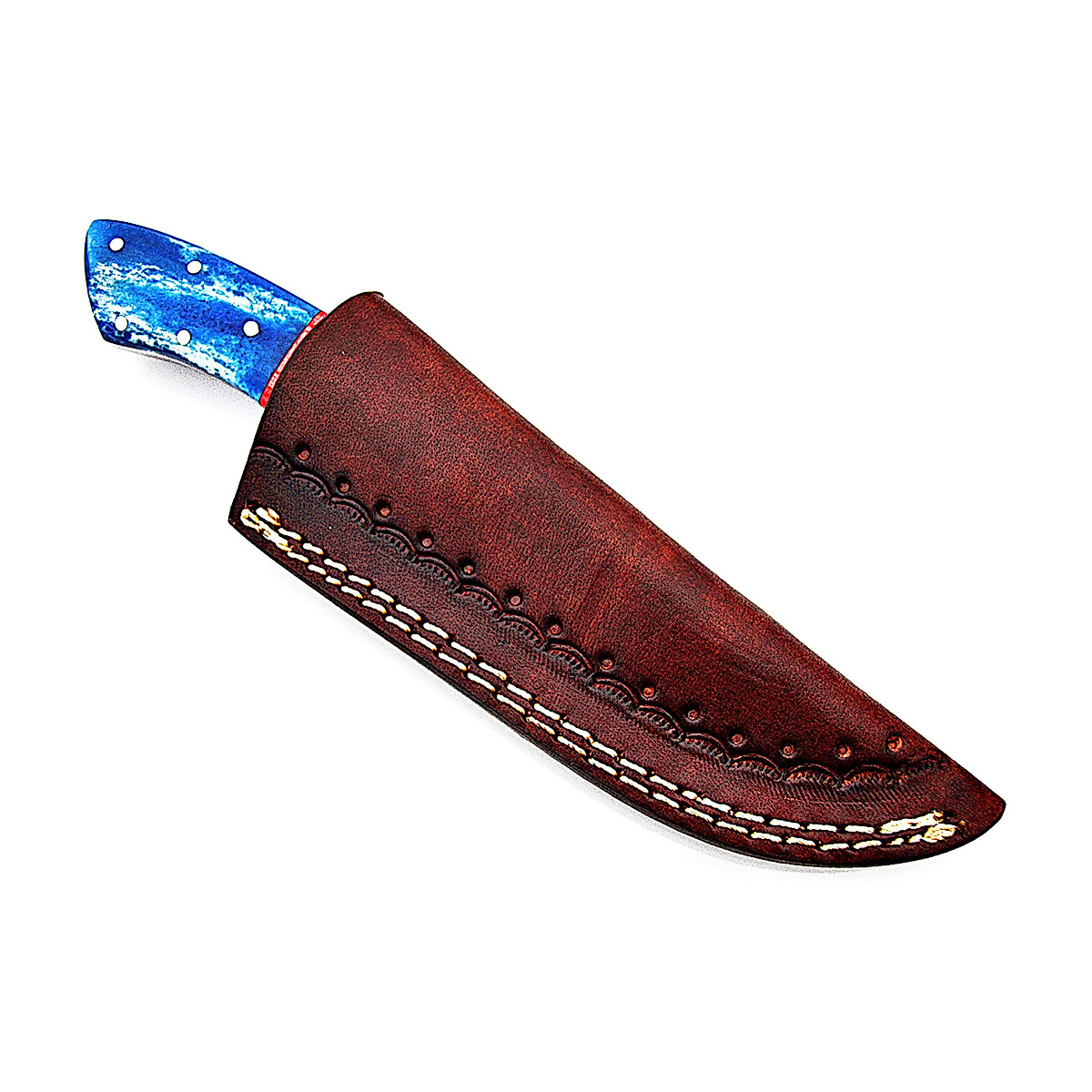 Smart & Sharp Custom Handmade Damascus Steel Hunting Knife/Skinning Knife AA-17301 (Red & Blue Wood)