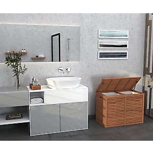 AquaTeak The Original Nila Double Teak Laundry or Storage Hamper