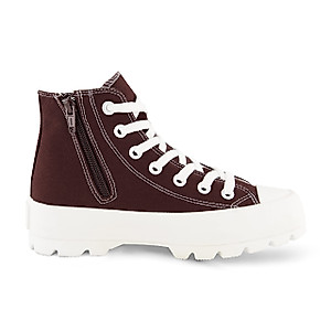 CUSHIONAIRE Women's Vespa high top Canvas Sneaker +Memory Foam and Side Zipper, Chocolate 9 W
