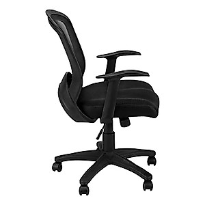 Monarch Specialties I 7265 Office Chair, Adjustable Height, Swivel, Ergonomic, Armrests, Computer Desk, Work, Metal, Mesh, Black, Contemporary, Modern