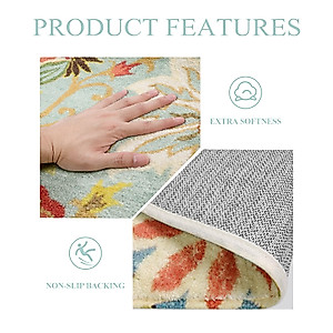 Lahome Collection Modern Floral Area Rug - 3'x5' Washable Rug Non-Slip Colorful Vintage Accent Distressed Throw Rugs Floor Carpet for Living Room Bedrooms Decor (3’X 5’, Paisley)