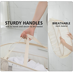 Pop Up Laundry Hamper,Collapsible Horizontal Baskets with Multiple Pockets & Handle,Foldable Sturdy mesh for Laundry Room,Bathroom,Kids Room,College Dorm or Travel (Multiple Pockets Grey)