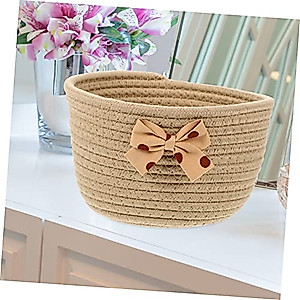 BESTOYARD 2pcs Cotton Rope Storage Basket Cotton Rope Organizer Woven Baskets for Storage Fabric Storage Cubes Rattan Round Waste Basket Rope Baskets for Storage Mini White Shelf Basket Baby