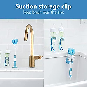 Dr. Brown’s Anti-Colic Options+ Baby Bottles 8 oz, Level 1 Nipple, 4 Pack, Blue Nature, 0m+ with Sterilizer, Bottle Brush, and HappyPaci Pacifier 0-6m, Blue Gift Set