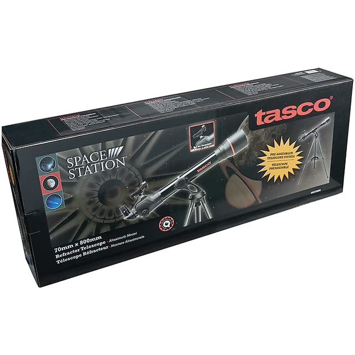 TASCO Spacestation 70x800mm Refractor AZ with Variable LED Red Dot Finderscope Telescope, black, one size (49070800)