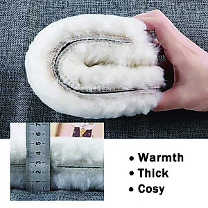 Bacophy 2 Pairs Genuine Thick Sheepskin Fleece Insoles for Women, Premium Warm Fluffy Wool Replacement Cozy Breathable Inner Soles for Shoes Boots Slippers Women Size 7