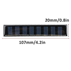 6Pcs Solar Panel, Polysilicon Board Solar Panel, Outdoor Emergency Solar Charger 0.3W 4V Rechargeable 2.4V 3V Battery 107x20MM Mountaineering Camping Supplies