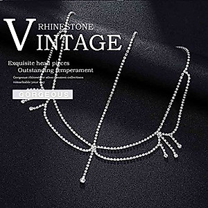 Fdesigner Crystal Head Chain Silver Bride Rhinestone Tassel Hair Chain Wedding Pendant Headpieces Jewelry Pageant Costume Hair Accessories for Women