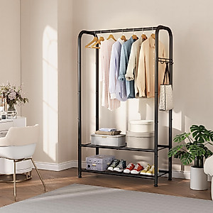 SINGAYE Clothing Racks For Hanging Clothes Rack Portable Closet Garment Coat Rack With Shelves Heavy Duty Hanger Stand Wardrobe Free Standing Closet