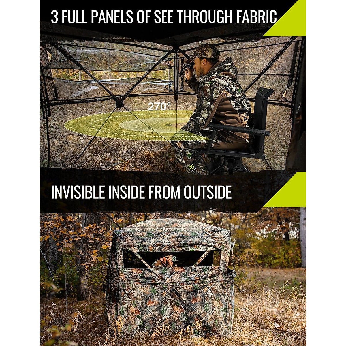TIDEWE Hunting Blind See Through with Carrying Bag & Hunting Rangefinder with Rechargeable Battery 700Y