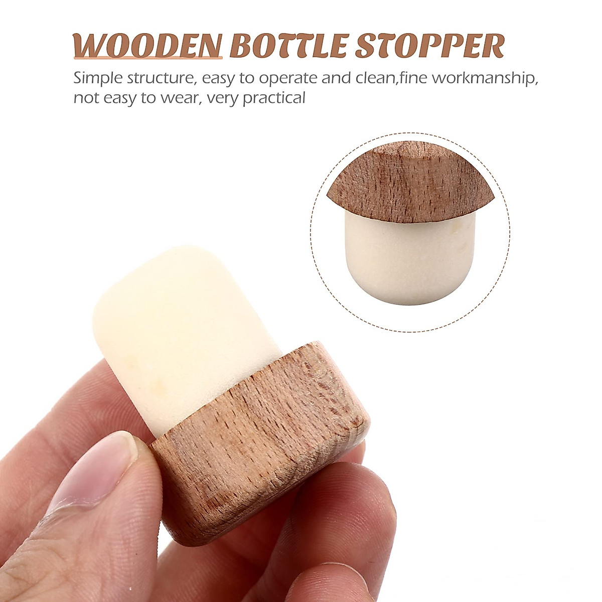 Wine Bottle Stopper 6 Pcs- Natural Soft Wooden Wine Stoppers for Wine Bottles- T Shaped Wine Corks Replacement Corks for Wine Beer Bottle, Glass Bottles, DIY Craft wine saver wine bottle stopper