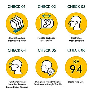 [20Packs] KF-94 - Face Protective Mask for Adult [Made in Korea] [Individually Packaged] Premium Certified Face Safety Disposable Dust Mask for Adult