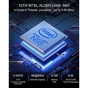 KAMRUI AK1PLUS Mini PC,12th Intel Alder Lake- N95 up to 3.4 GHz,8GB RAM+256GB M.2 SSD,Mini Computer Windows 11 Pro, Support 2.5" SSD (up to 2TB),WiFi 2.4G/5G,BT 4.2,4K, Business, Home, Office