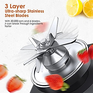 Enfmay Smoothie Blender Maker, 1450W Powerful Blender for Kitchen with 2L BPA-Free Tritan Container, 6 Stainless Steel Blades and Stepless Speeds, Kitchen Blender for Shakes/Smoothies/Ice/Soup/Nut, Silver