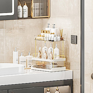 Vtopmart 2-Tier Skincare Storage Rack-Transparent, Bathroom Counter Organizer, Large Skin care Organizer with Drawers for Vanity,Makeup Countertop Organizer Perfume Tray for Cosmetics