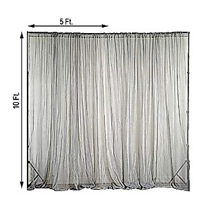 BalsaCircle 10 feet x 10 feet Silver Sheer Voile Backdrop Drapes Curtains 2 Panels 5x10 ft - Wedding Ceremony Party Home Decorations