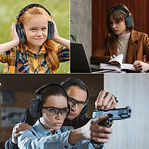 FRIEQ Noise Reduction Ear Muffs 37 dB Shooters Hearing Protection Headphones with LRPu Foam for Shooting, Music & Yard Work 2 Pack (Space Grey)