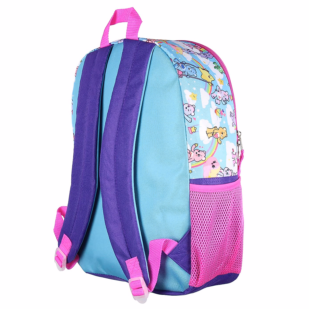 Carebears Caring Is Magic 16" Backpack Lunch Tote Water Bottle Sticker Set 5 Pc Mega Set