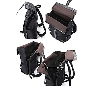 Camelia de Amour Women backpack purse Fashion Nylon Rucksack medium size (t295-183 black/gold Hardware)