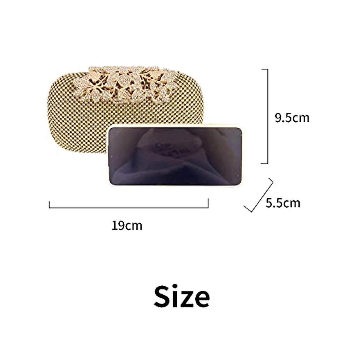 shiiriin | Women's Rhinestones Bling Crystal Clutch Purse Hand Bag | Bridal Wedding Daytime Evening Party (Gold)