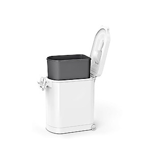 simplehuman 25 Liter, 27 lb / 12.2 kg Medium Pet Food Storage Container for Dog Food, Cat Food, and Bird Feed, White