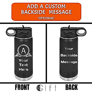 Personalized Kids Water Bottle 20oz with Flip-Top Lid and Straw, Stainless Steel Insulated Flask Kids Thermos with Engraved Name - Birthday, Kids, Men, Women Custom Gift (Black)