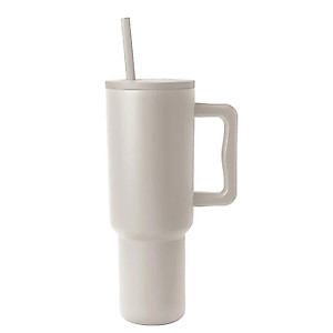 Tumbler with handle and straw | Stainless Steel Insulated Tumbler With Handle and Straw | Premium Insulated Tumbler with Handle and Straw (cream)