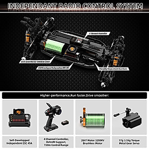 AMORIL1:12 Brushless RC Cars for Adults,Top Speed 90+KPH Fast Remote Control Car with Carbon Fiber Chassis,Adjustable Motor Mount and Central Slipper Clutch,Hobby Buggy Vehicle Gift for Kids