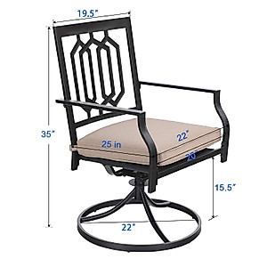 PHI VILLA Outdoor Metal Swivel Chairs Set of 2 Patio Dining Rocker Chair with Cushion Furniture Set for Garden Backyard Bistro, Black