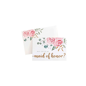 GSM Brands Bridesmaid Proposal Cards with Maid and Matron of Honor (10 Cards with Envelopes - 8x Bridesmaid and 1x Maid and Matron)
