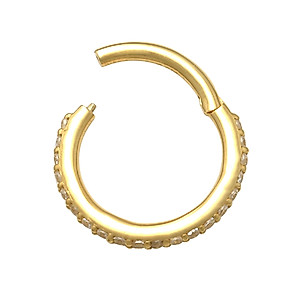 ANYGOLDS 14K CZ Hoop Piercing - Elegant Piercing Jewelry for Cartilage, Daith, Helix, Tragus, Conch, Rook, Snug - 16 Gauge Genuine Gold Piercing Jewelry for Women Gift - 1PC