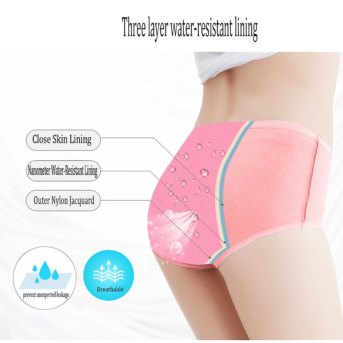 YOYI FASHION Women Menstrual Period Briefs Jacquard Easy Clean Panties 4 Pack US Size XL/8