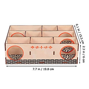 Hamster Maze Hideout Exploring Toys Hamster House Maze Tunnel Toy- Hamster Labyrinth Puzzle Toy Exploring for Dwarf Small Hamster Mice Gerbils (7.7x6.1) Hamster Puzzle Toy Wood Maze