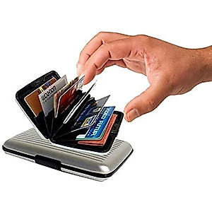 Set of 6 Aluminium Metal Credit Card Wallet Holder/Moneybag Storage- Prevent Identity Theft by Blocking RFID Scanning of Your Credit Cards (Assorted Colors) Size 11x7x5.2cm